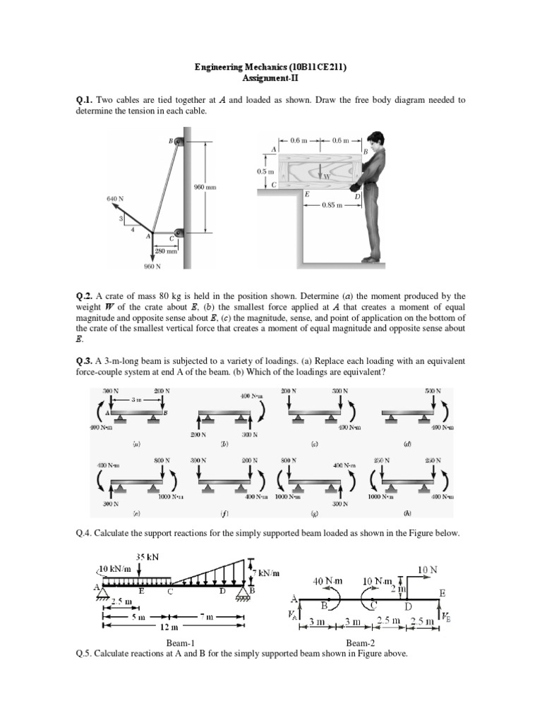 EnggMechanics Assignment-II | PDF