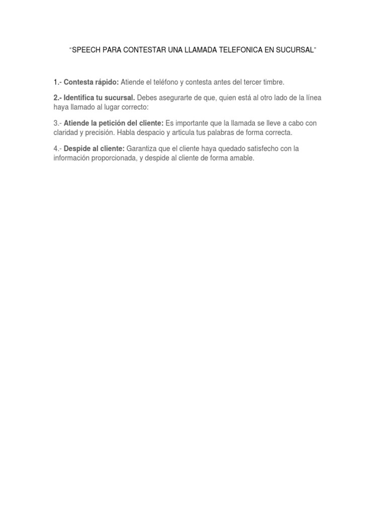 Cómo Contestar Llamadas en Sucursal | PDF