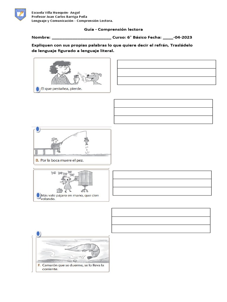 Guía lenguaje figurado 6° | PDF