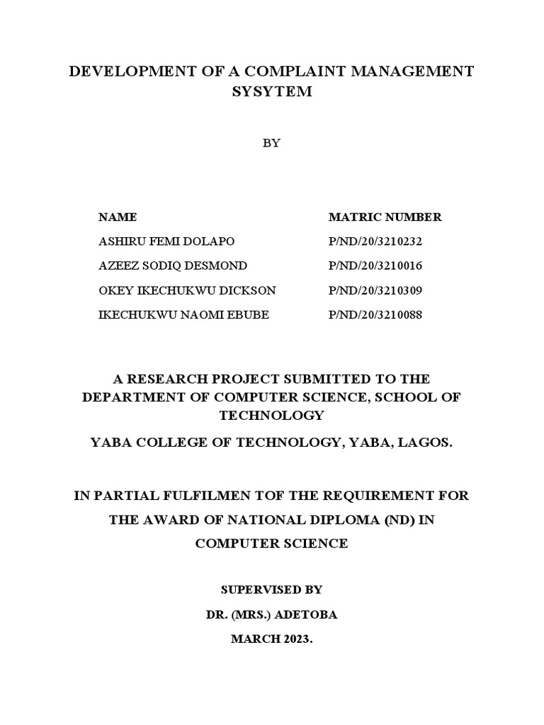 Complaint Management System | PDF | Computer Data Storage | Password