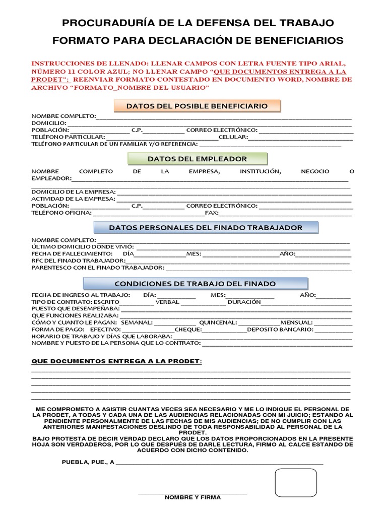 Formato para Elaboracion de Demanda de Declaracion de Beneficiarios | PDF