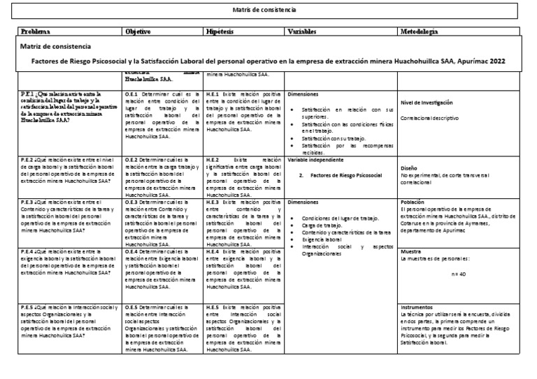 MATRIZ DE CONSISTENCIA ERICK.N.CC | PDF | Cognición