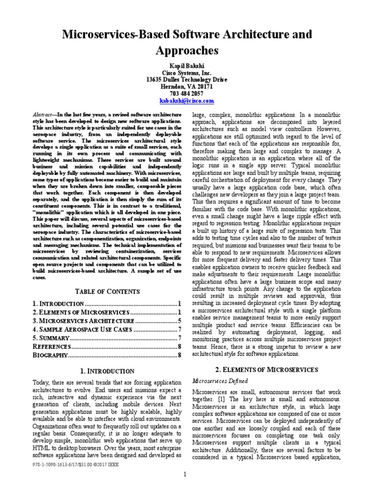 Microservices-Based Software Architecture and Approaches | PDF | Web Application ...