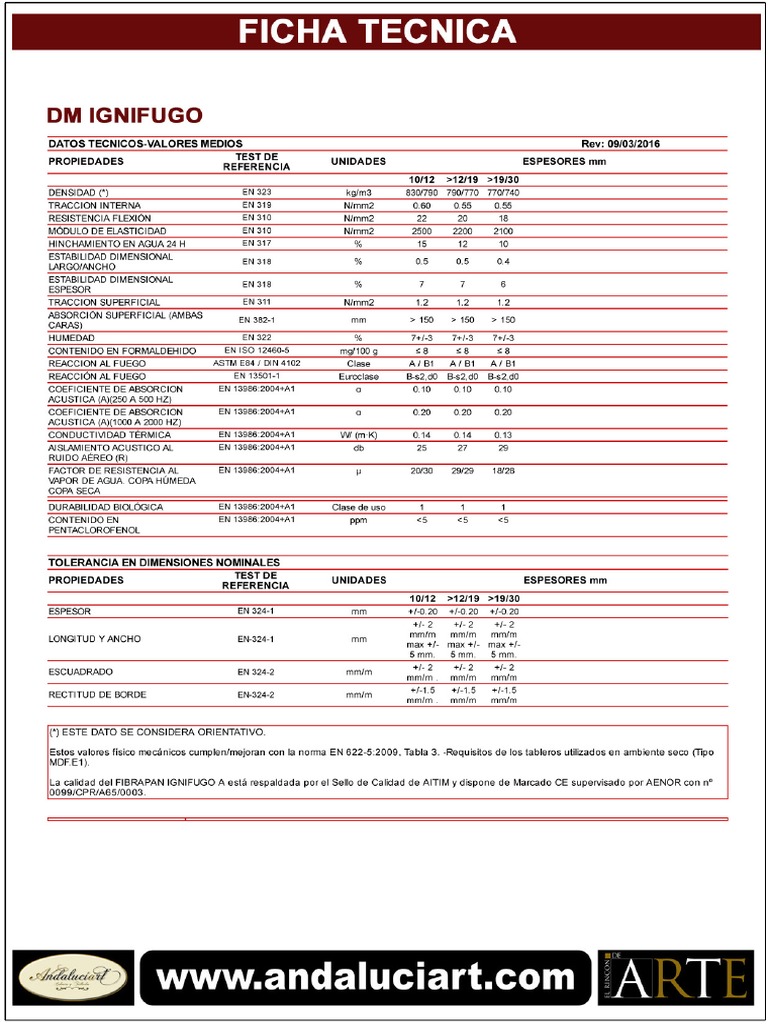 Ficha Técnica MDF Ignifugo | PDF