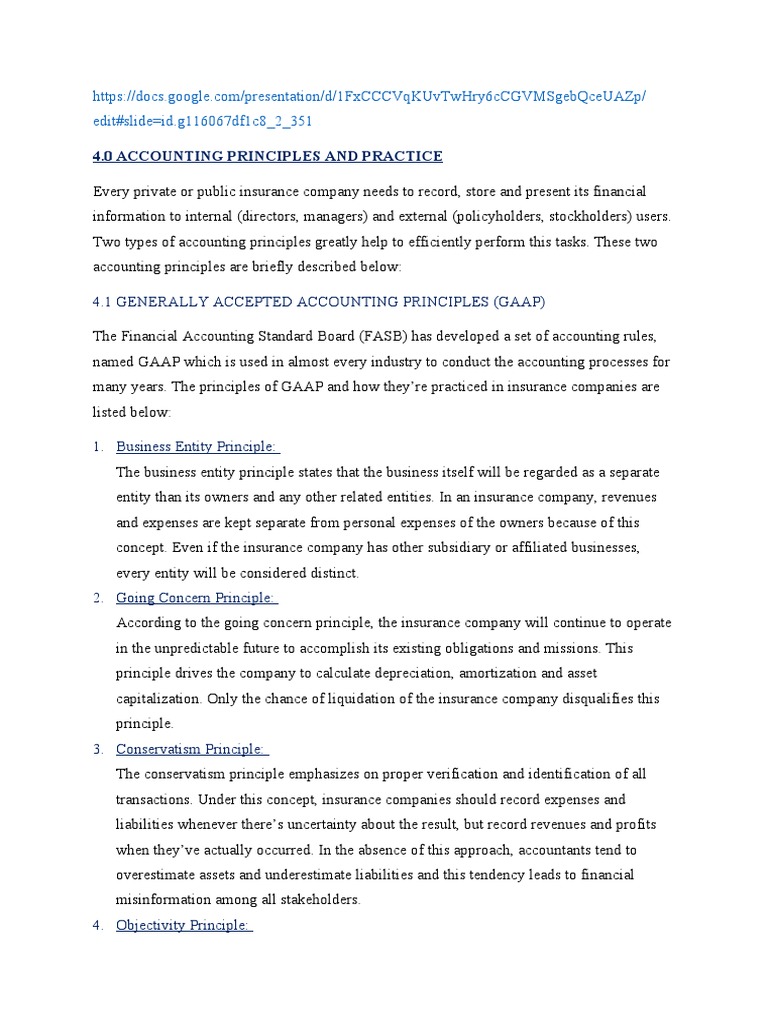 ACCOUNTING PRINCIPLES AND PRACTICES in INSURANCE COMPANIES | PDF ...