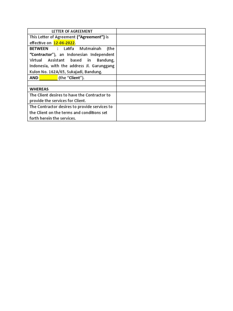VA Agreement Bilingual | PDF