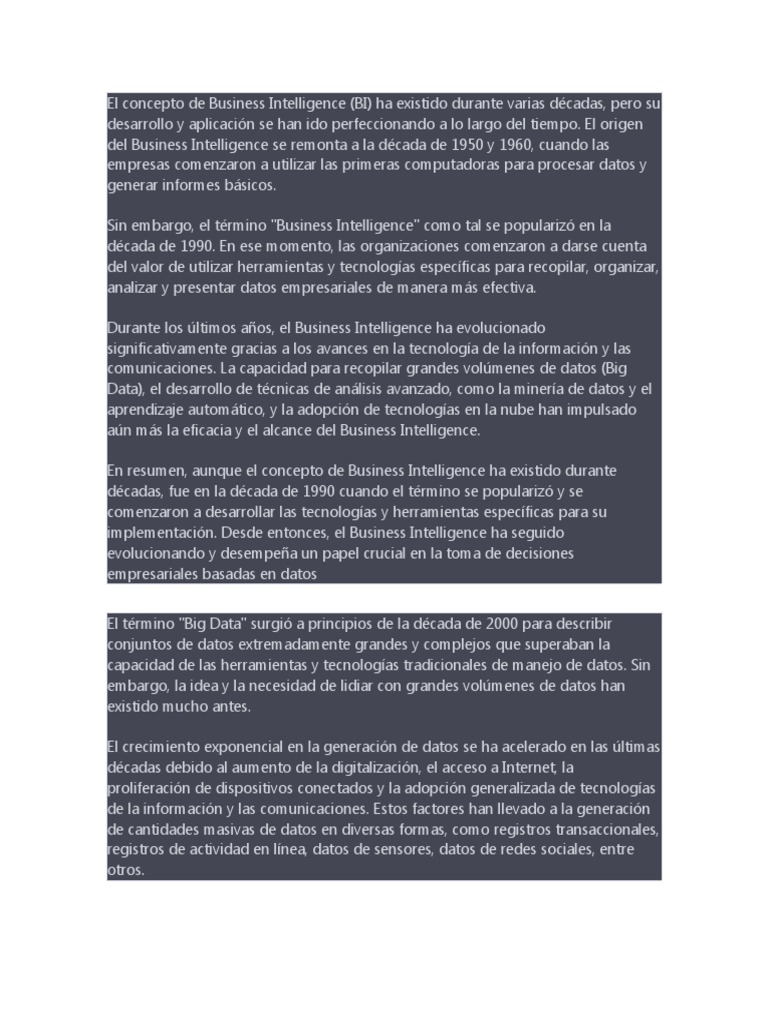 Chat GPT Big Data y BI | PDF | Big Data | Inteligencia de negocios