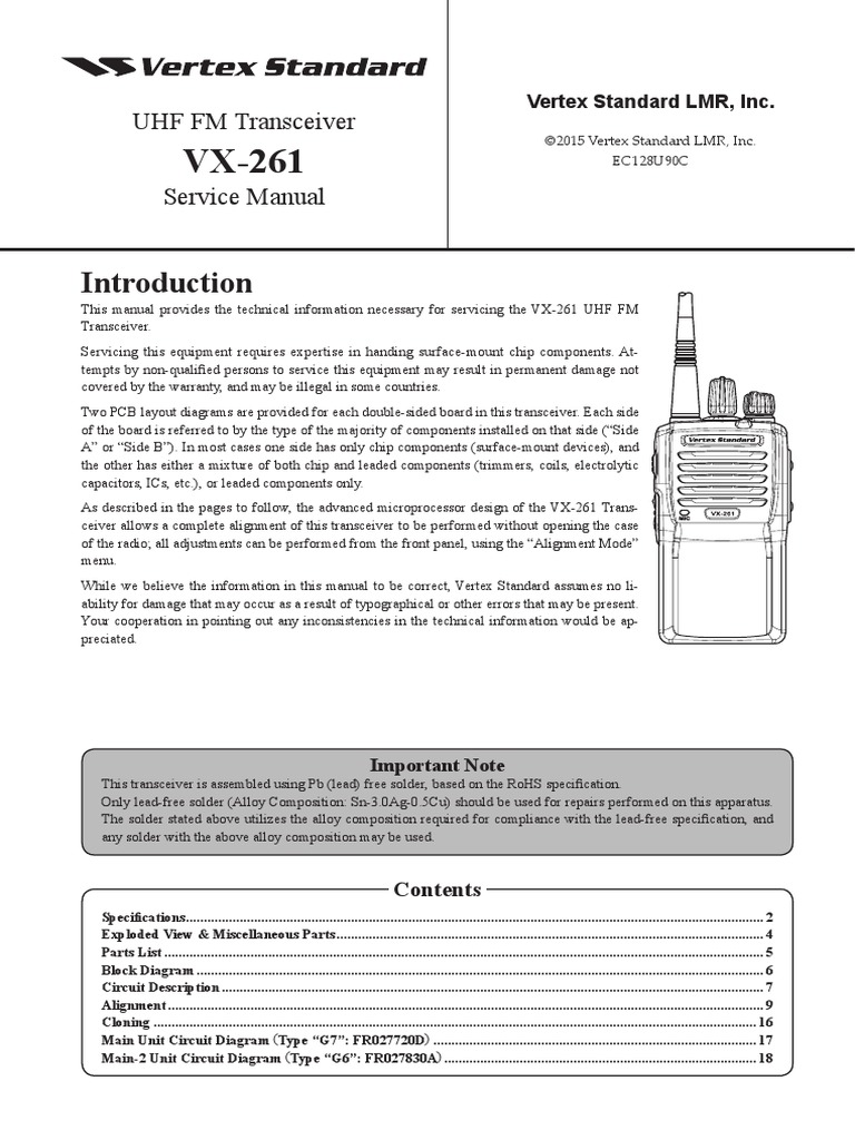 VX-261 Uhf SM Ec128u90c | PDF | Detector (Radio) | Amplifier