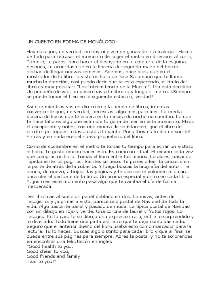 UN CUENTO EN FORMA DE MONOLOGO.rtf | PDF