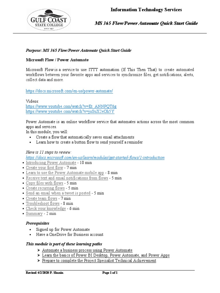 Flowpowerautomate Quickstart Guide | PDF