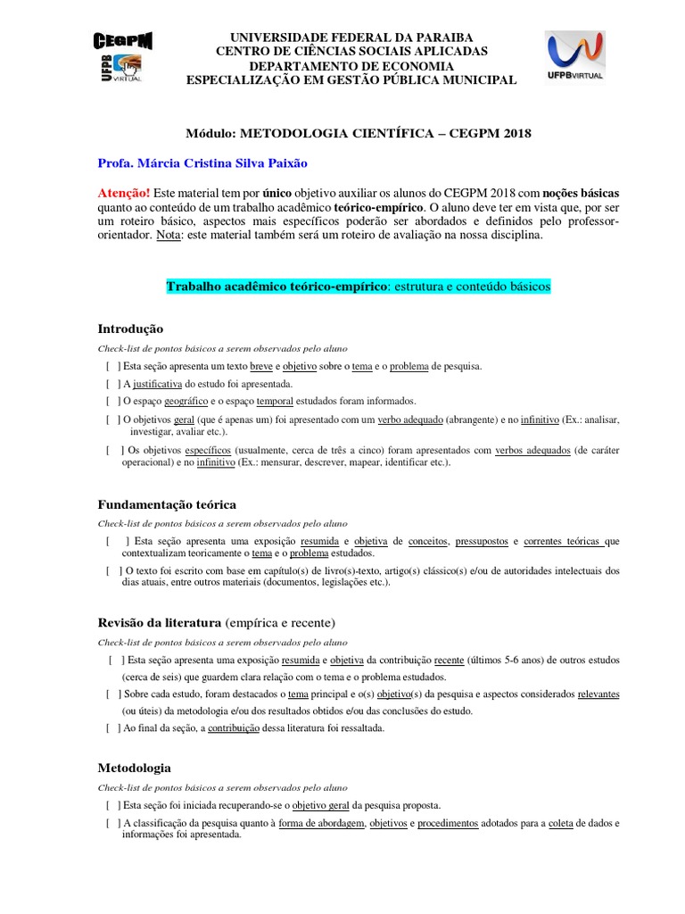 Estrutura TCC - Ufpb | PDF | Dados | Science