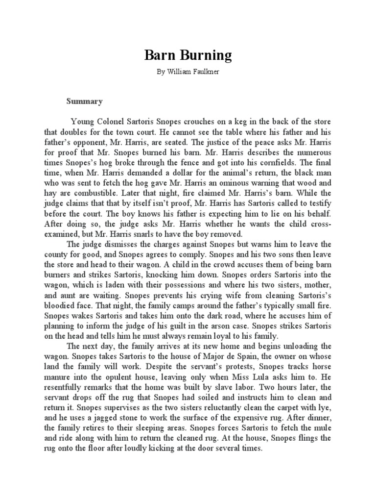 Barn Burning-W. Faulkner | PDF