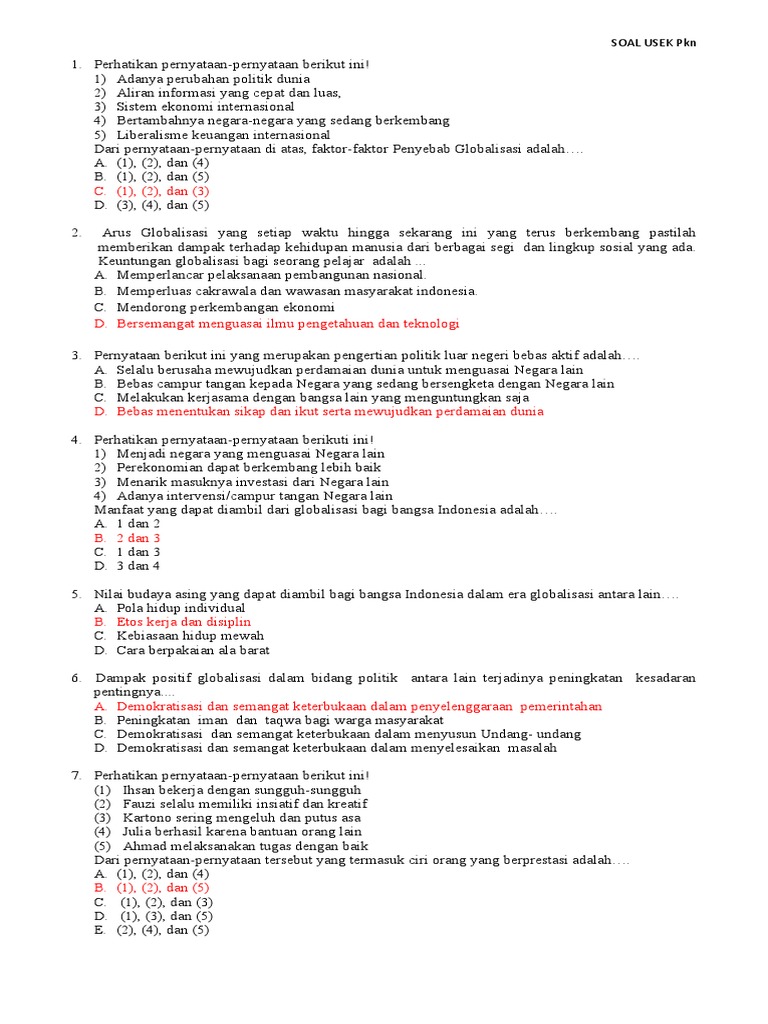 Soal Usek PKN 2016 Paket 2 Ok | PDF