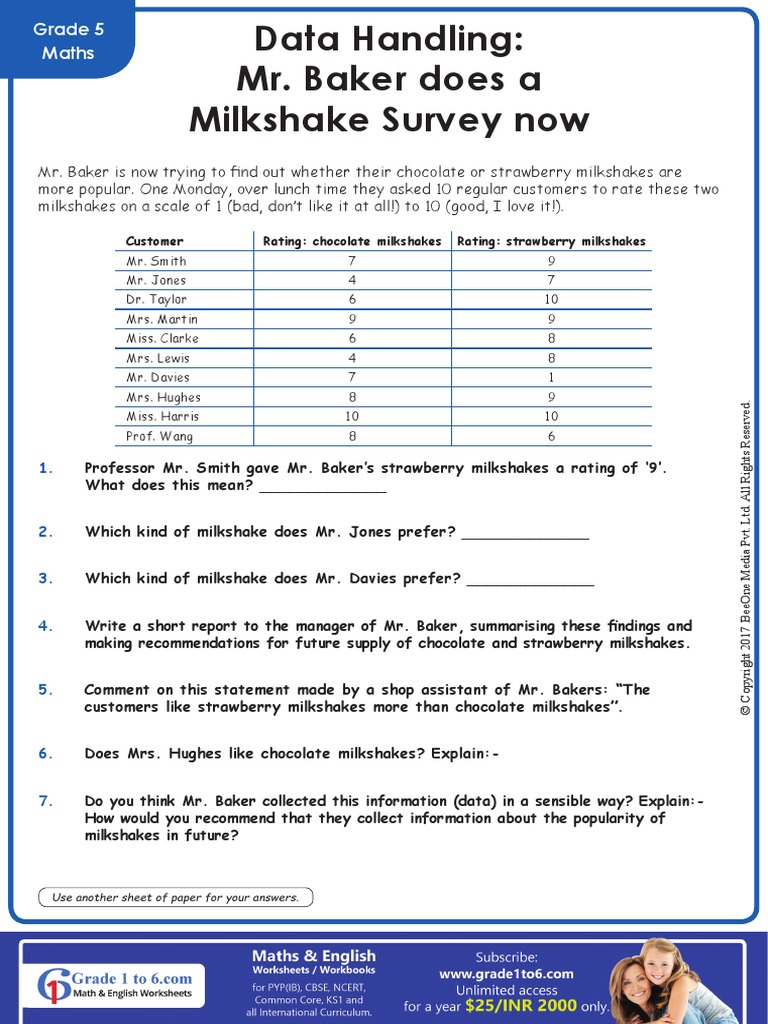 Data Handling PYP Special | PDF