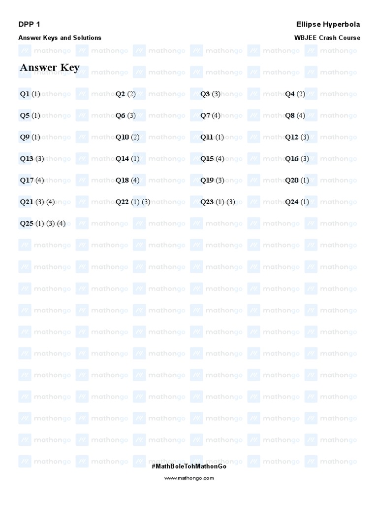 Solution DPP 1 Ellipse Hyperbola Mathongo Wbjee Crash Course | PDF | Ellipse | Euclidean Plane ...
