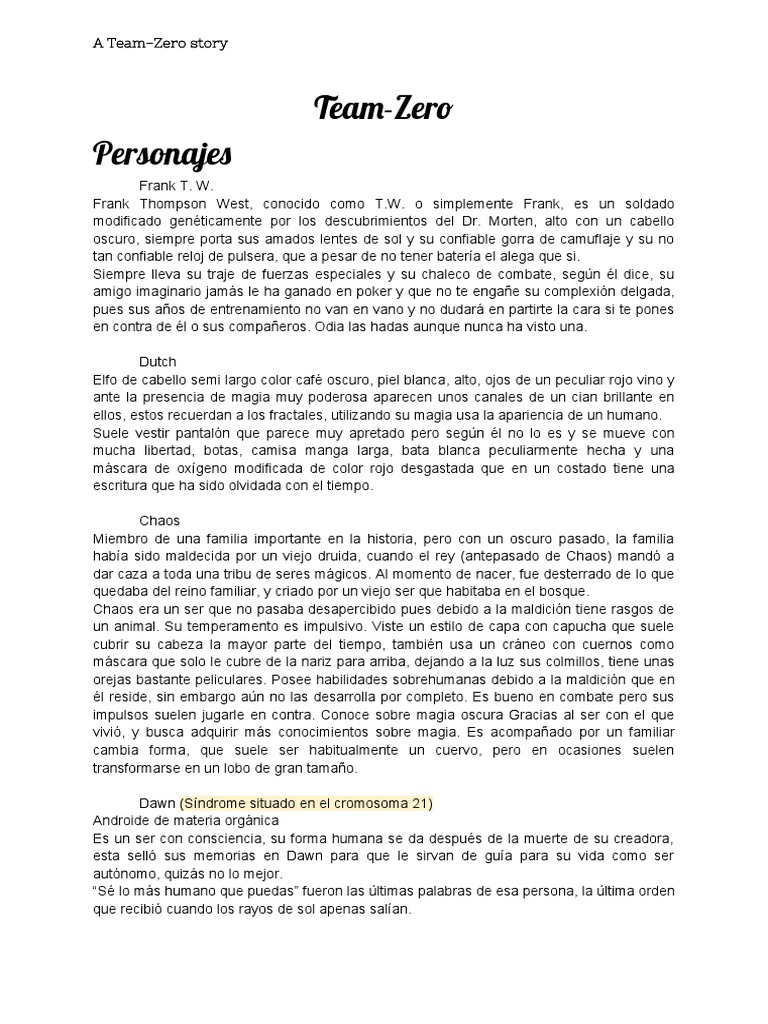 Historia de Team Zero | PDF | Duendes | Unicornio