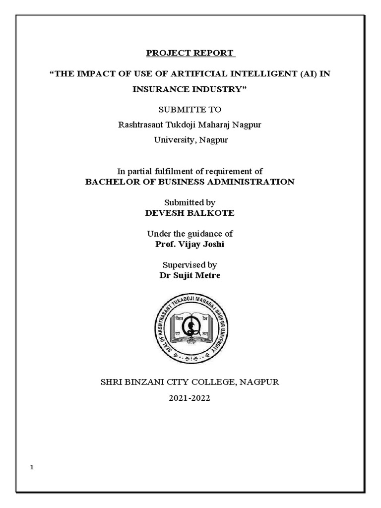 Project Report - Devesh | PDF | Insurance | Artificial Intelligence Project Report - Devesh | PDF | Insurance | Artificial Intelligence