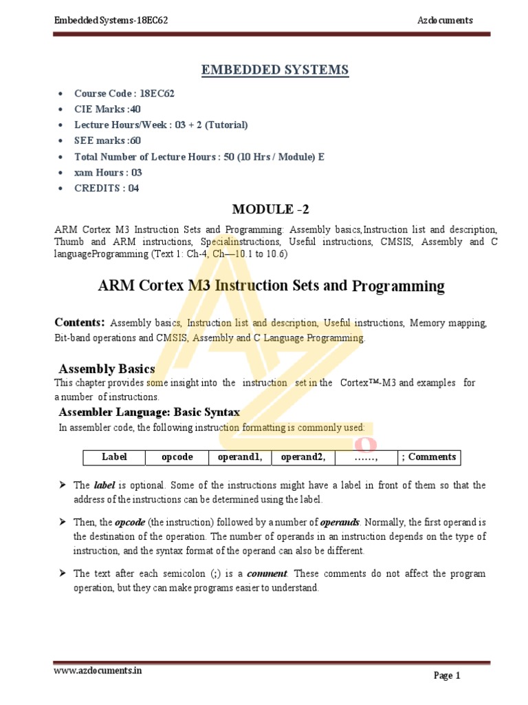 ES Module 2 Notes | PDF | Assembly Language | Computer Architecture