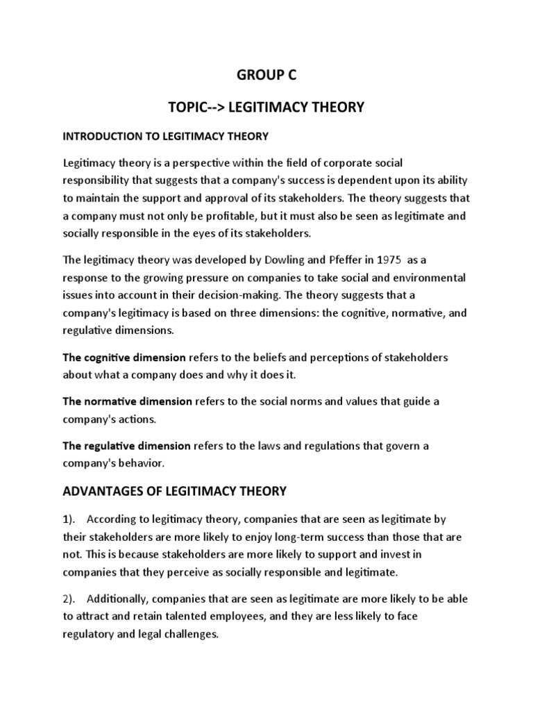 Legitimacy Theory | PDF | Corporate Social Responsibility | Reputation