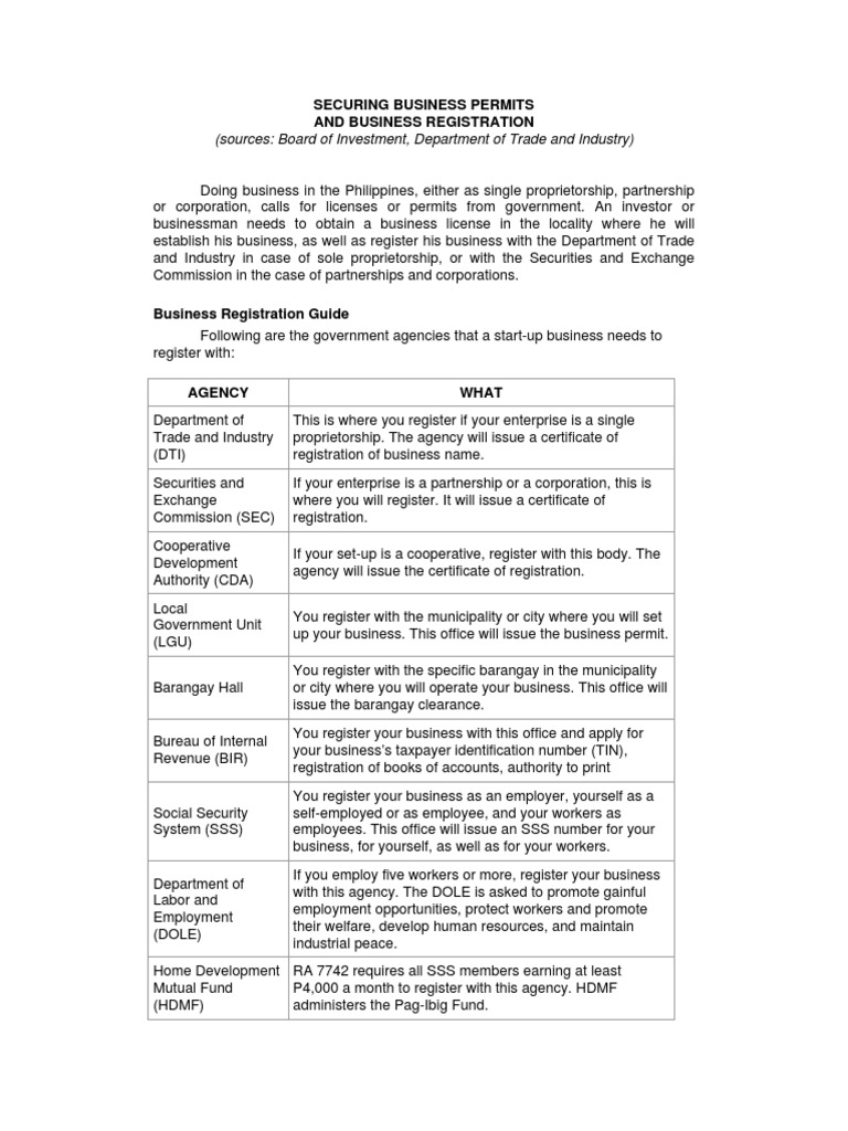Business Permits and Registration Guide | PDF | Employment | Economies