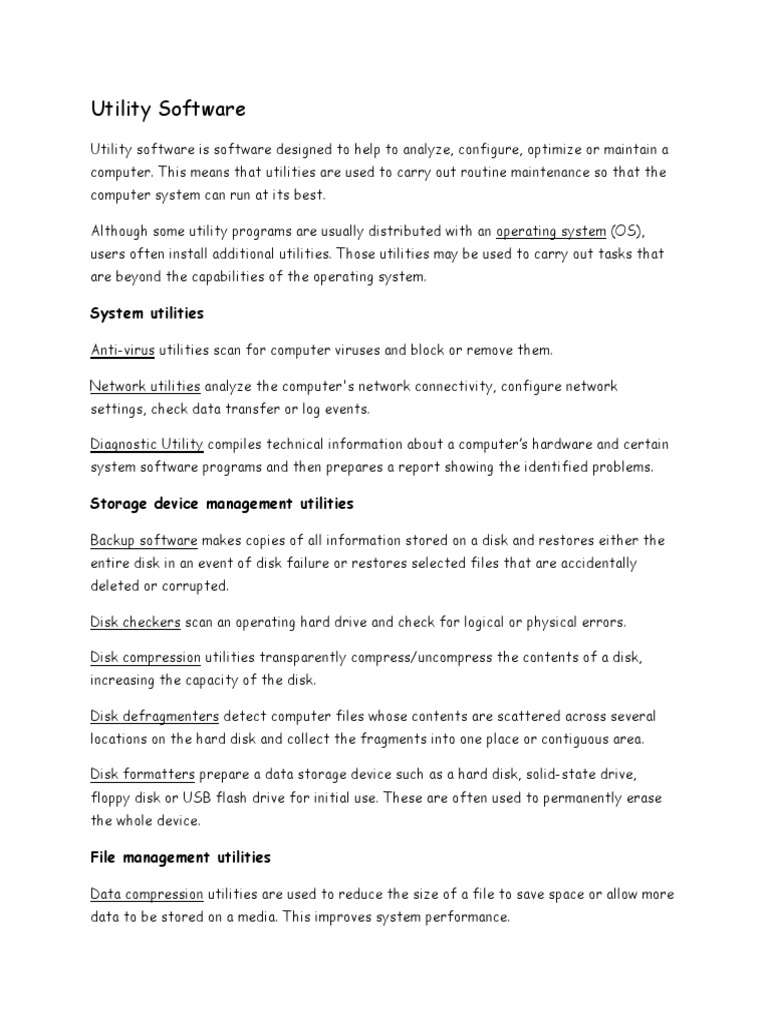 Utility Software | PDF | Computer File | Floppy Disk