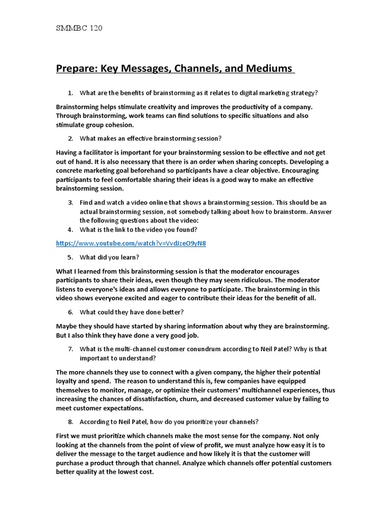 6.1key MessagesChannelsandMediums | PDF | Brainstorming | Private Sector