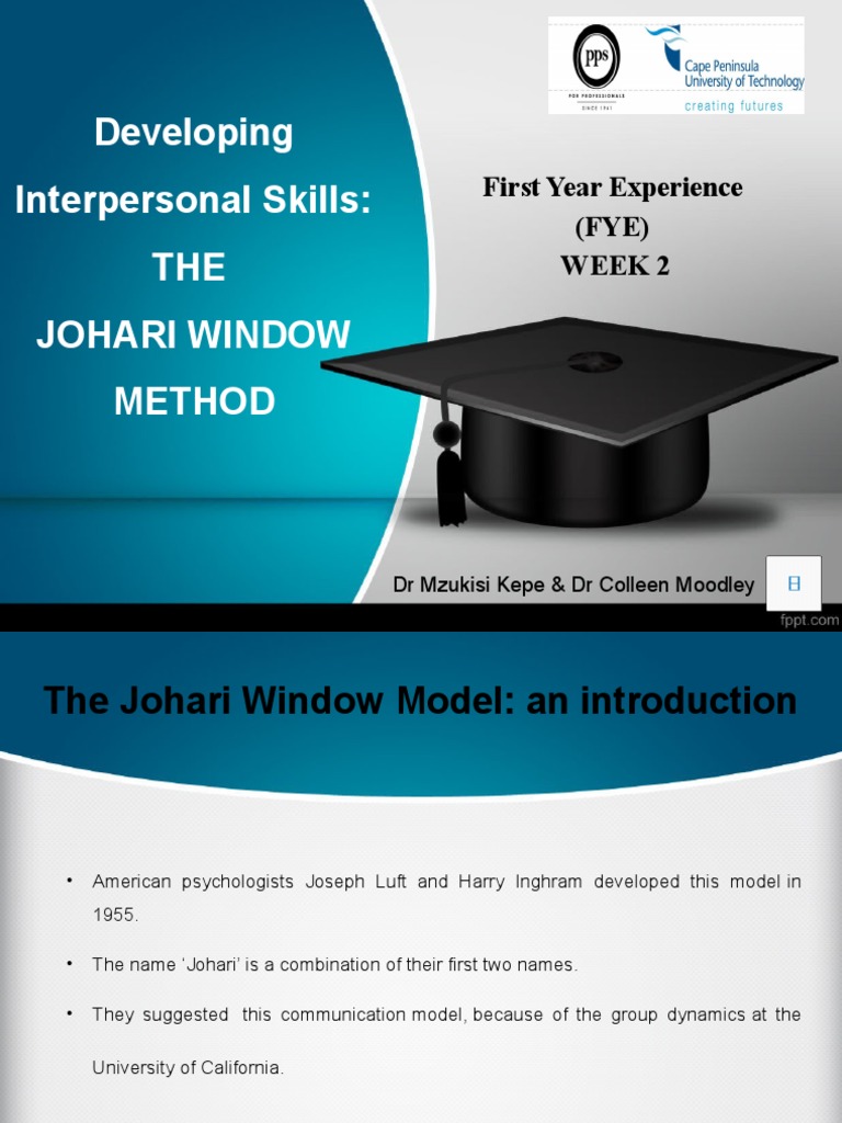 FYE Week 2 - The Johari Window Model | PDF | Behavioural Sciences | Psychology
