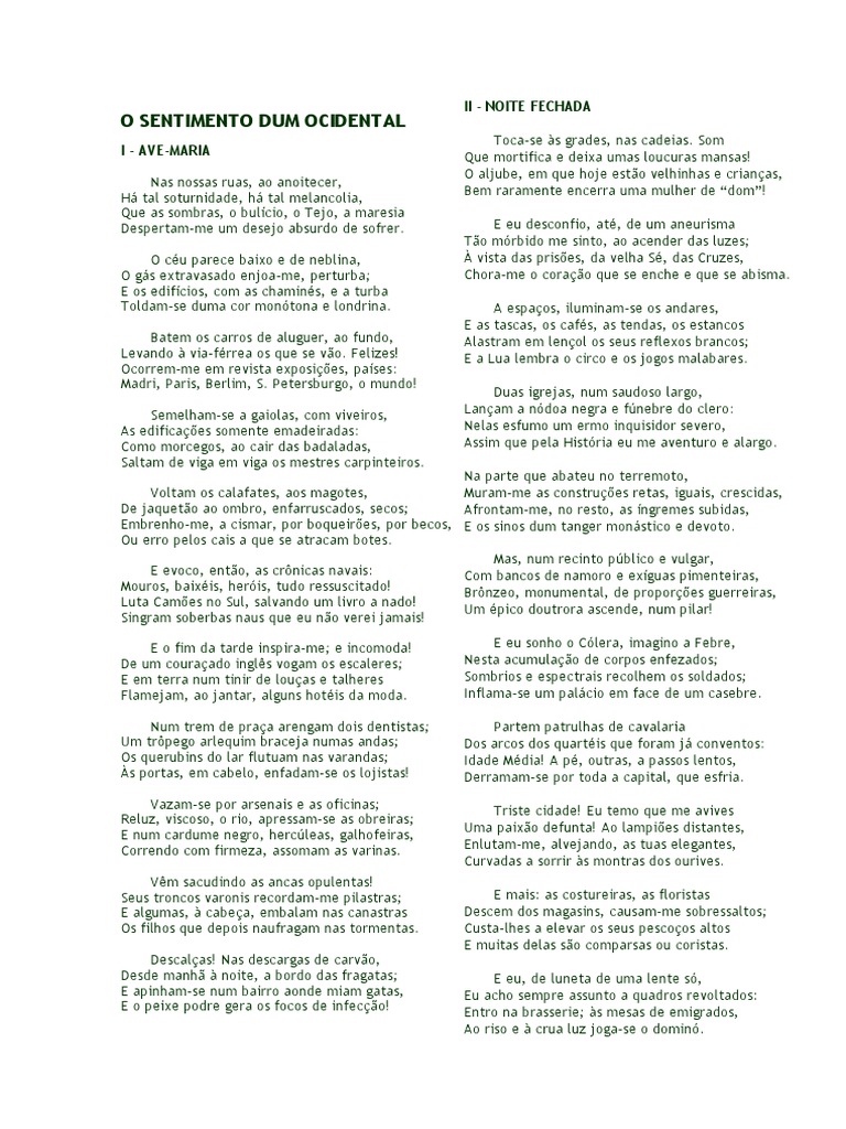 O Sentimento Dum Ocidental | PDF | Poesia
