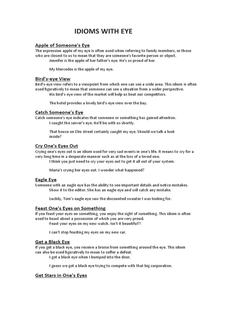 Idioms With Eye | PDF
