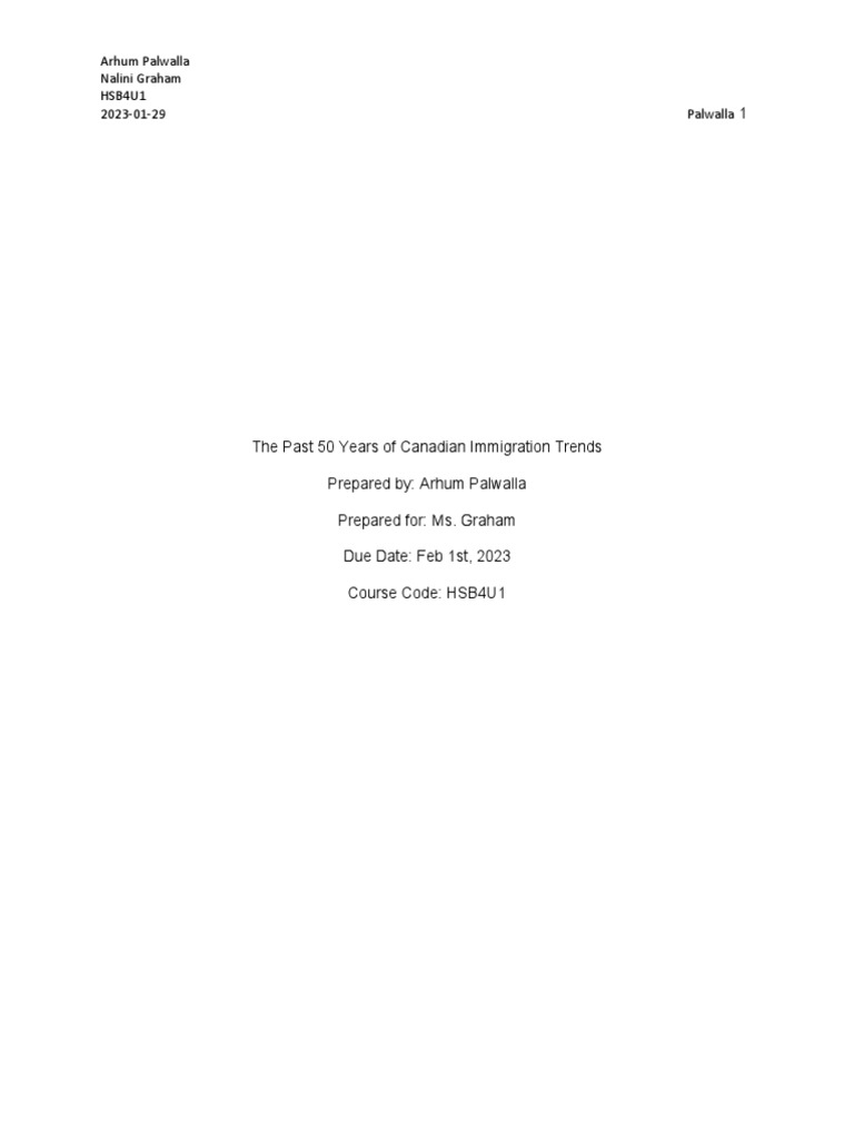 Hsb4u Social Culminating Assignment Ns 2023 | PDF | Immigration | Refugee