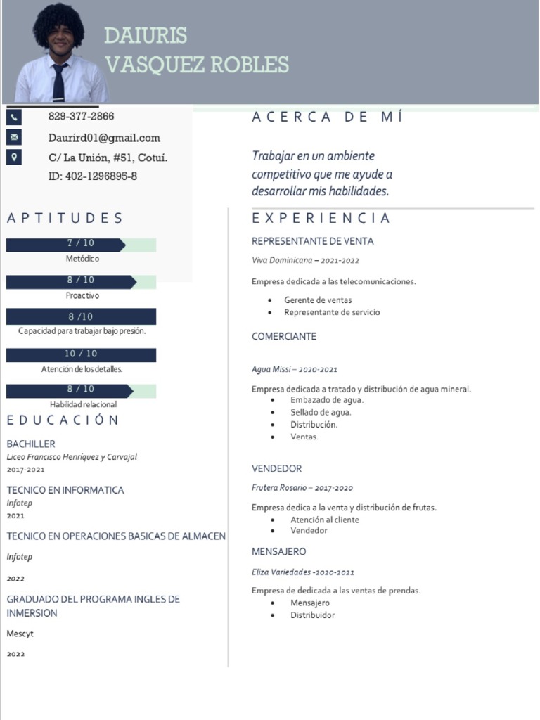 Dauris Vásquez Robles Currículum | PDF