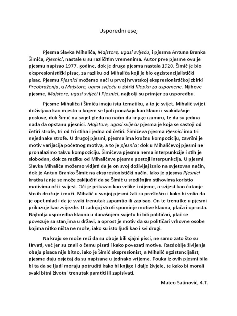 Usporedni Esej | PDF