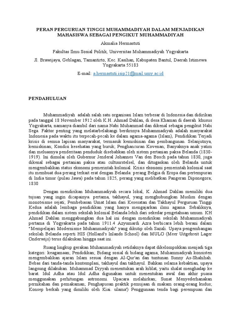 Akmalia Hermastuti - 20210520203 - Uas Kemuhammadiyahan | PDF