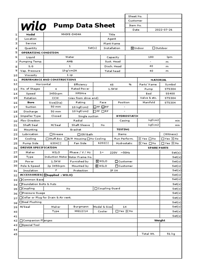 Ficha Tecnica - MHIKE-D404A_en | PDF | Pump | Mains Electricity