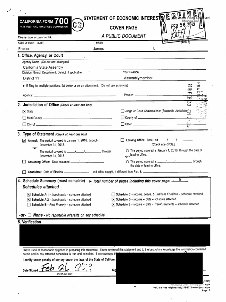 Frazier FPPC Form 700 2019 | PDF | Investing | Stocks Frazier FPPC Form 700 2019 | PDF | Investing | Stocks