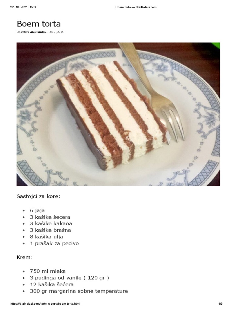 Boem torta — BrziKolaci.com | PDF