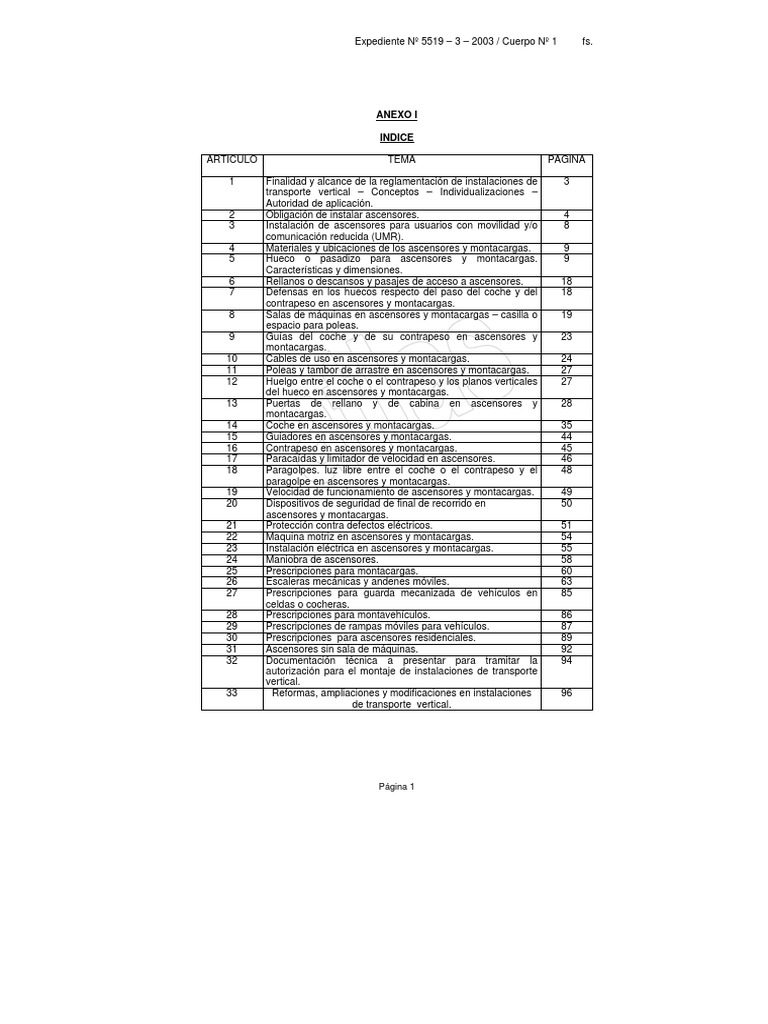 Anexo - I Ordenanza 16589 | Descargar gratis PDF | Ascensor | Máquina ...