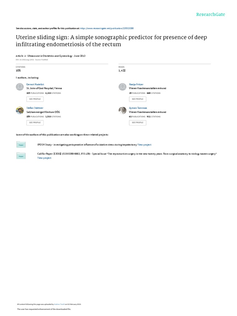 Uterine Sliding Sign A Simple Sonographic Predicto | PDF | Sensitivity ...