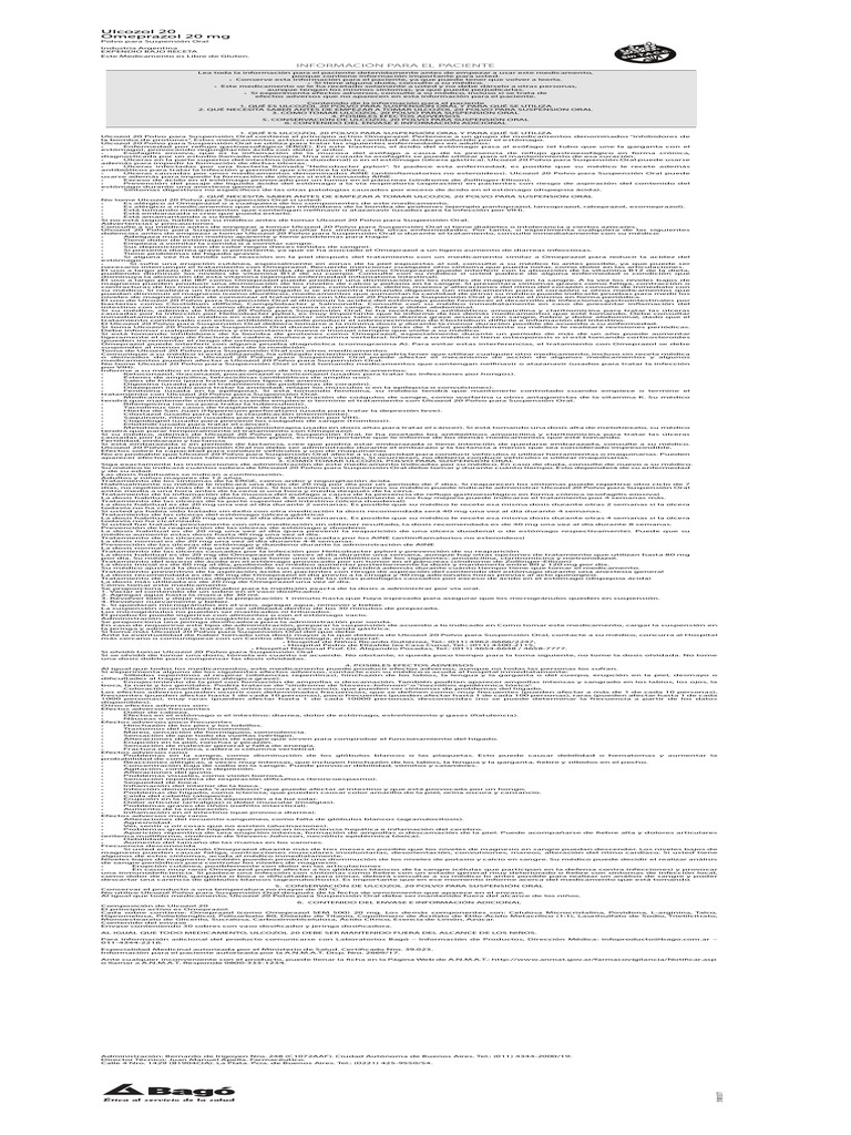 Ulcozol-20-Informacion-para-el-paciente | PDF | La enfermedad por ...