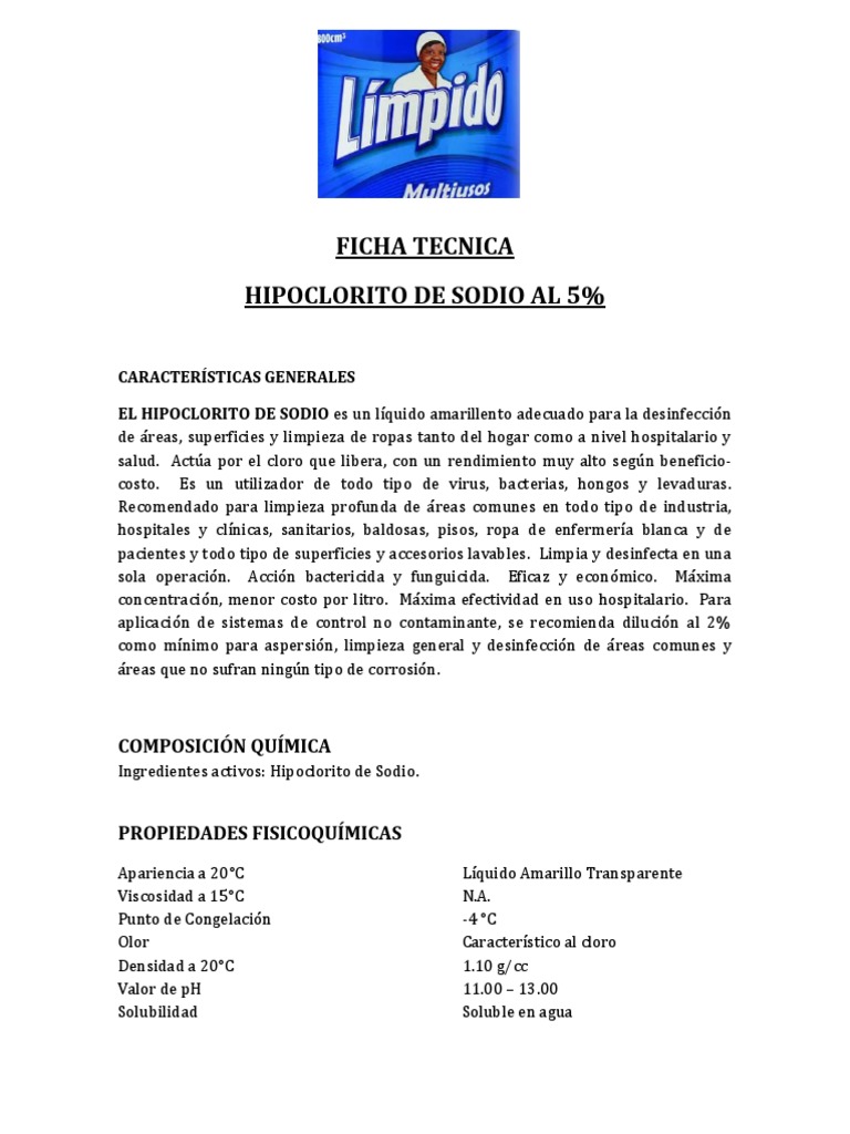 FT Limpido | PDF | Agua | Cloro