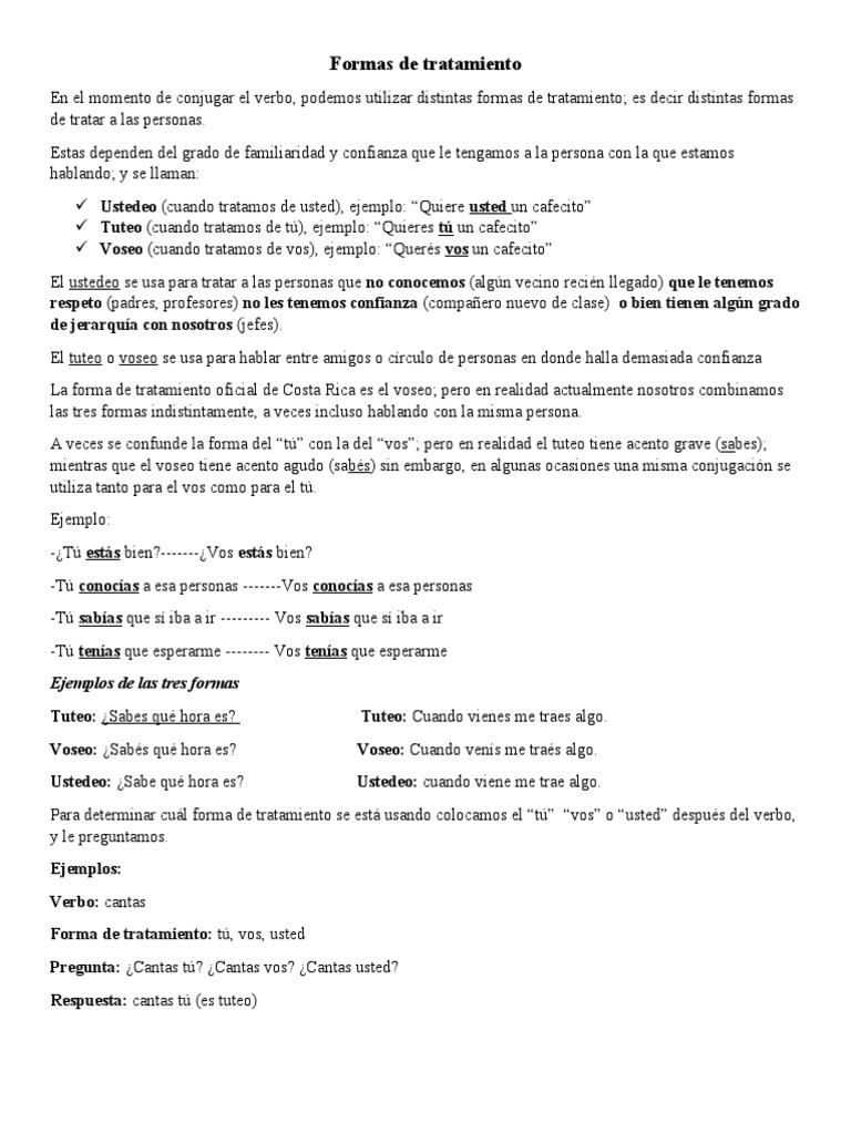 Formas de Tratamiento en Español | PDF | Lingüística