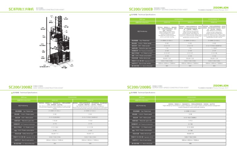 SC SC200/200EB: 施工升降机 Sc Series Construction Hoist 节能型施工升降机 Energy ...