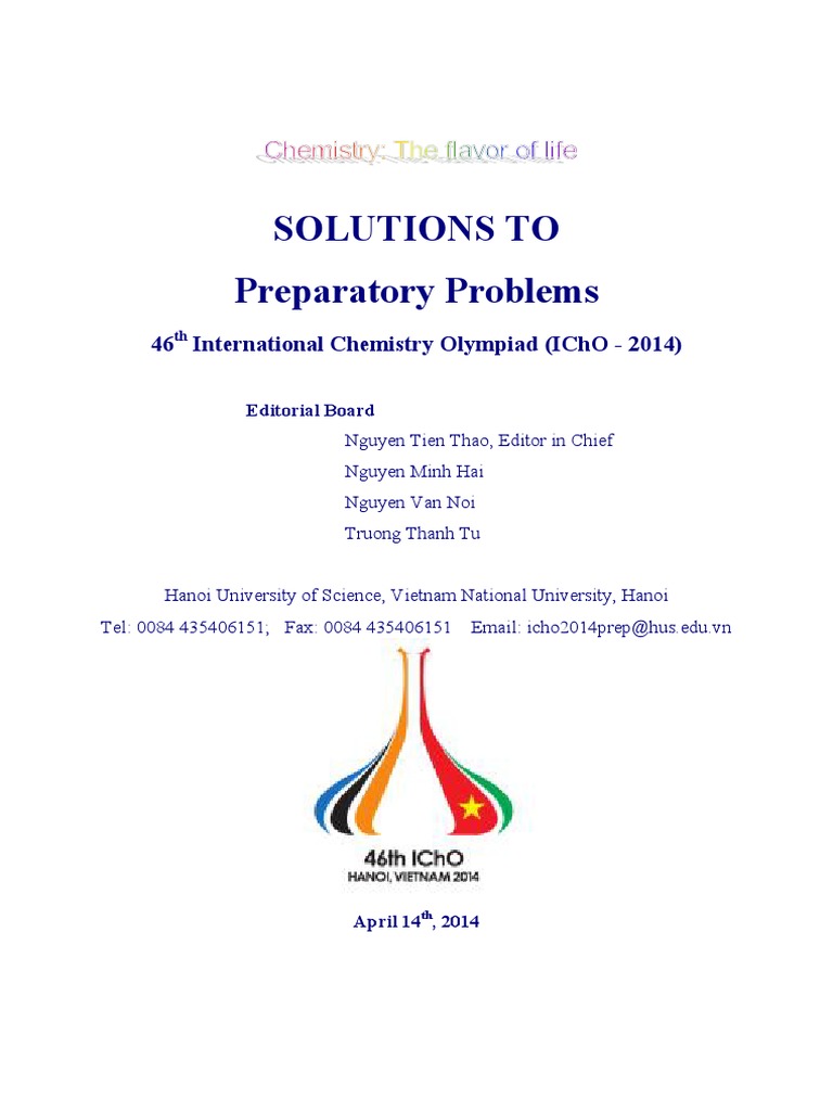 46th IChO 2014 Chemistry Solutions | PDF | Hydroxide | Chemical Polarity