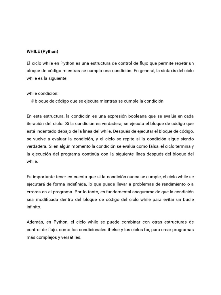 Ejercicios WHILE | PDF | Python (lenguaje de programación) | Flujo de control