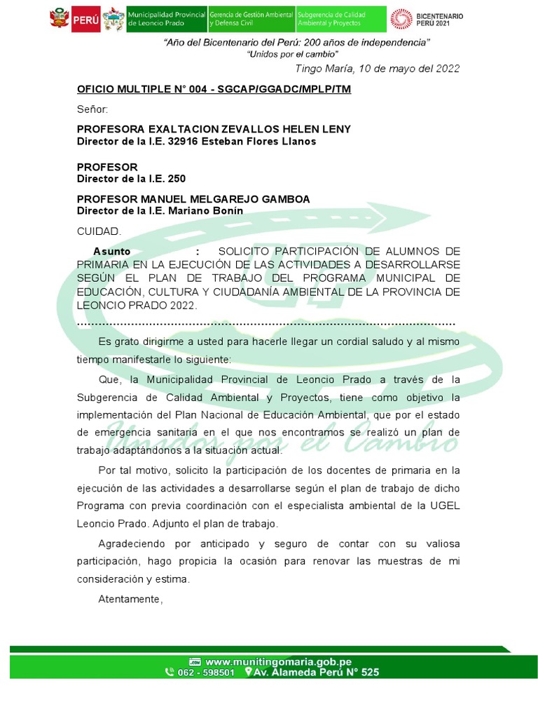 Oficio Colegios 2022 | PDF