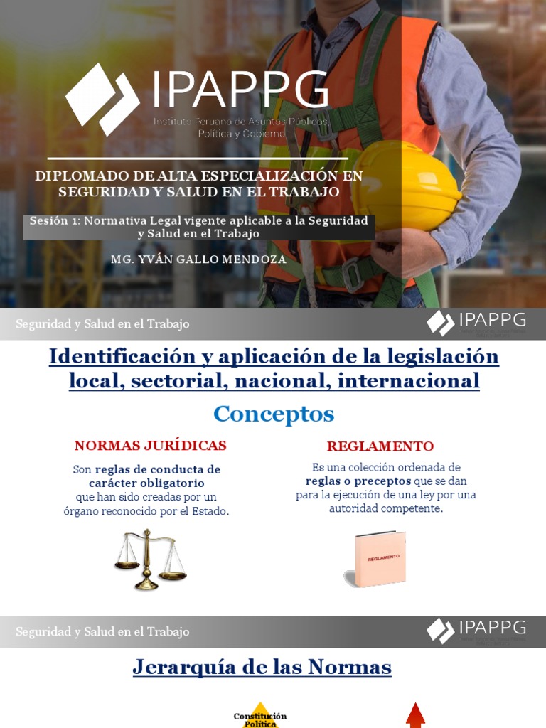 Sesión 1 Normativa Legal Vigente Aplicable a La Seguridad y Salud en El ...