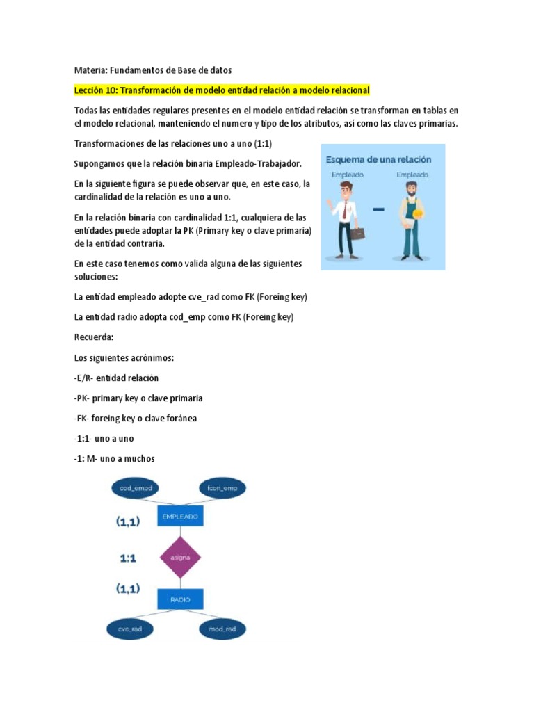 Leccion 10 - Transformacion de Modelo Entidad Relacion A Modelo ...