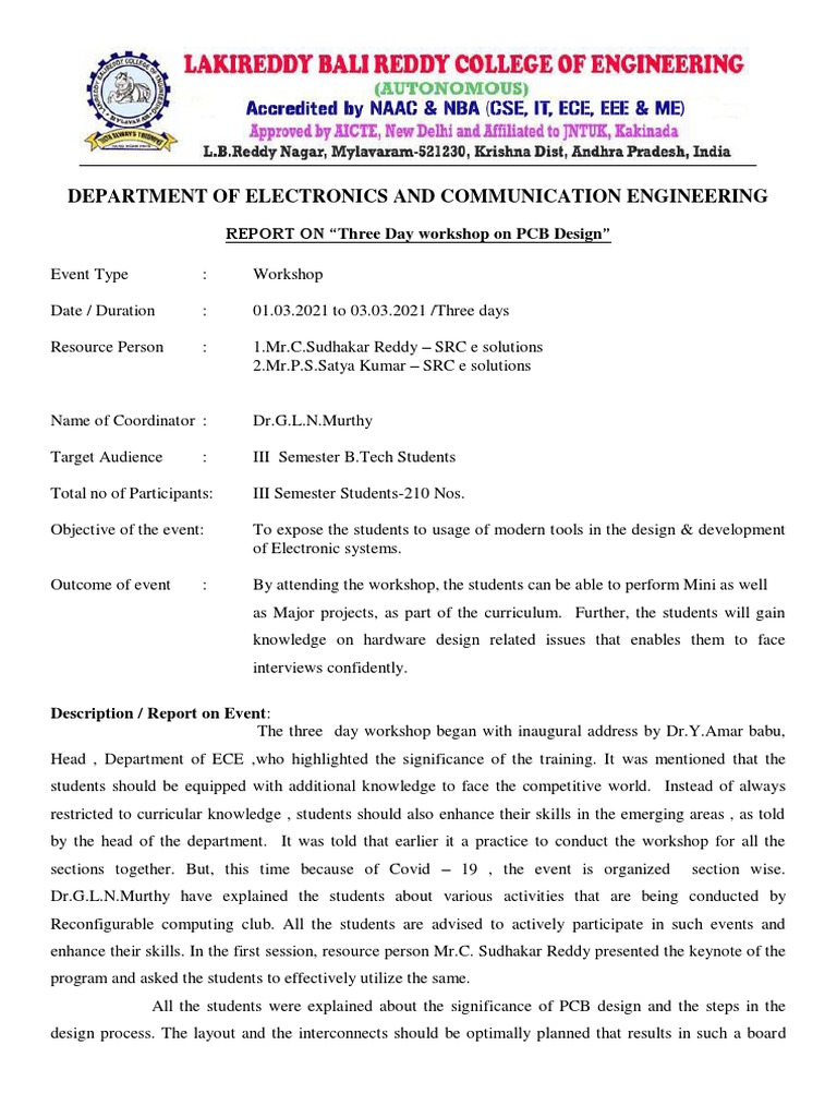 Report On Three Day Hands On Traing Program On PCB Design | Download Free PDF | Printed Circuit ...