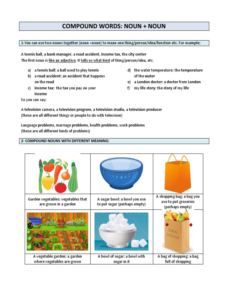 Compound Words Nouns | PDF | Noun | Adjective