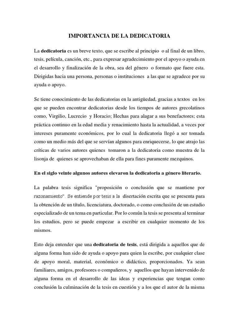 Importancia de La Dedicatoria | PDF